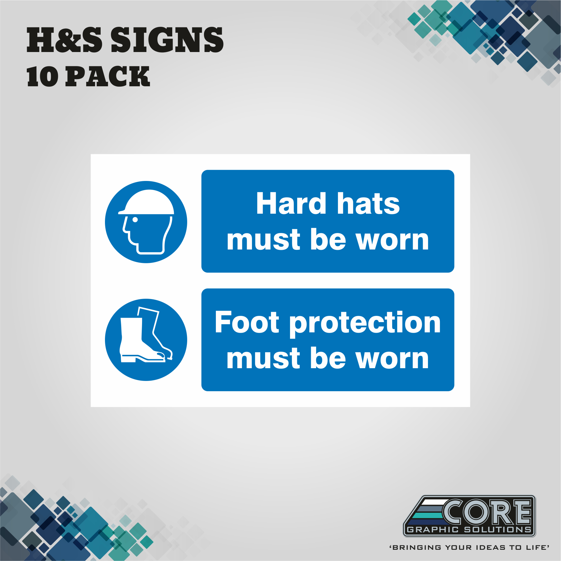 H&S Signs - Hard Hat/Foot Protection | Core Graphic Solutions